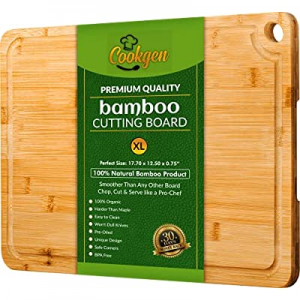 Cookgen Organic Extra Large Bamboo Cutting Boards For Kitchen now 30.0% off , Professional Grade ...