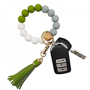 50.0% off Silicone Keychain Bracelet for Women Beaded Keyring Wristlet ...