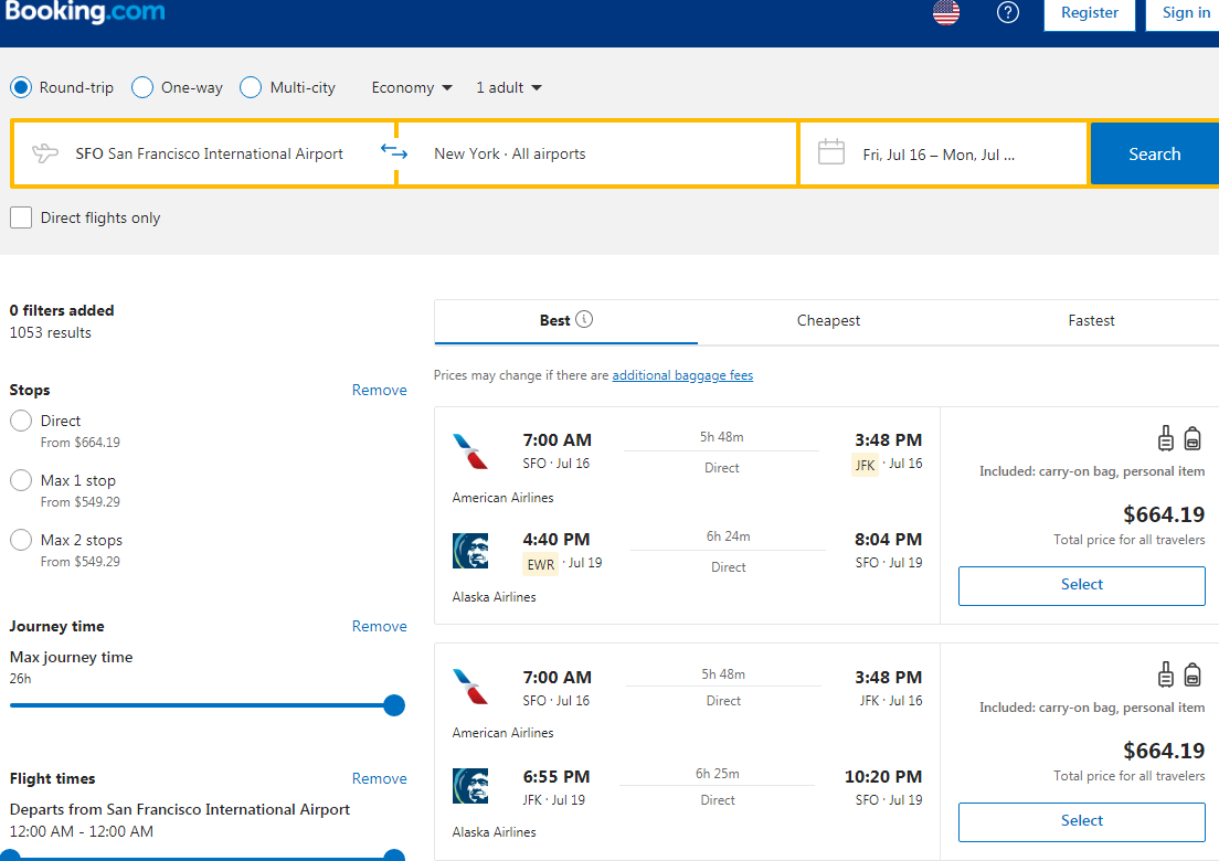 Compare 7 Flight Booking Sites: Booking/Agoda/Priceline/Travelocity ...